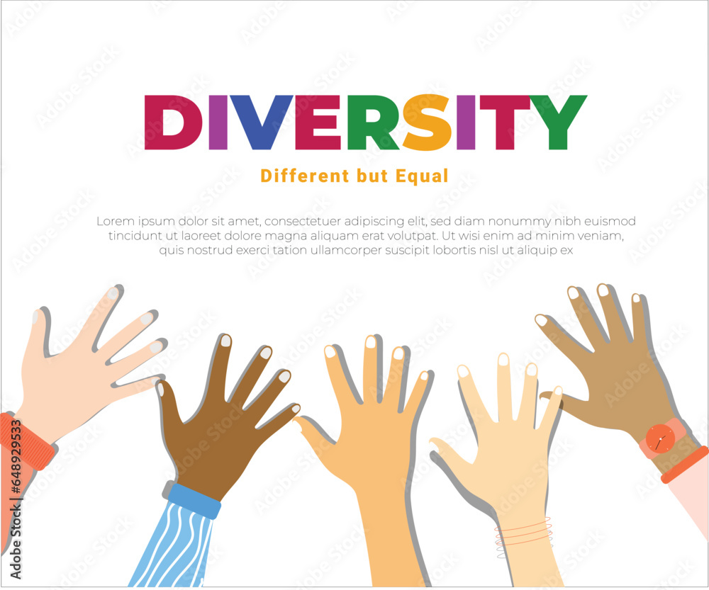 different but equal and diversity skins hands touching each other ...
