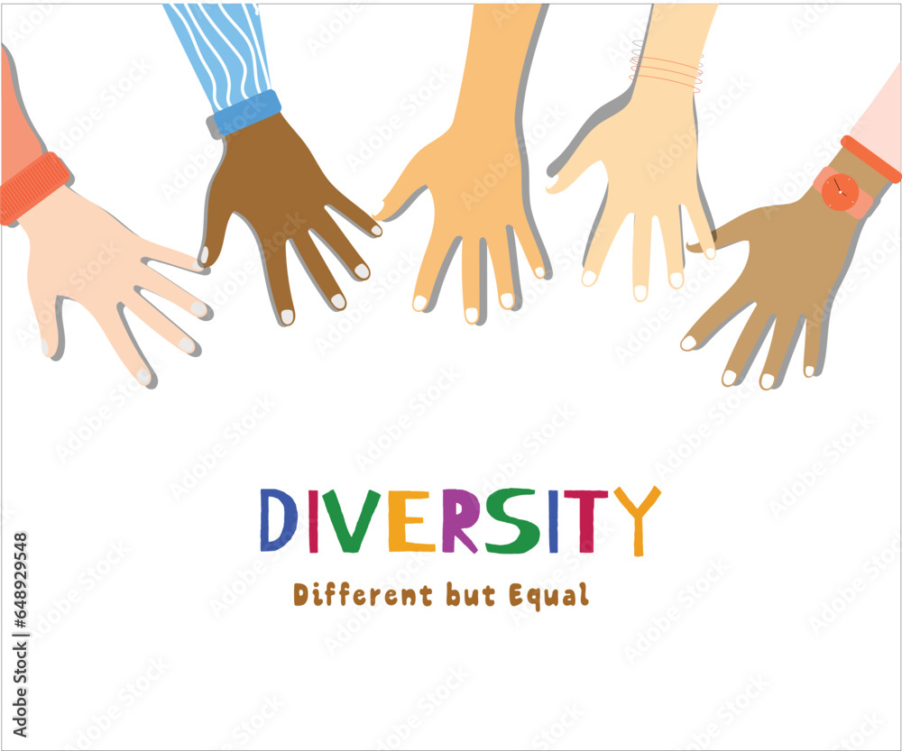 different but equal and diversity skins hands touching each other ...