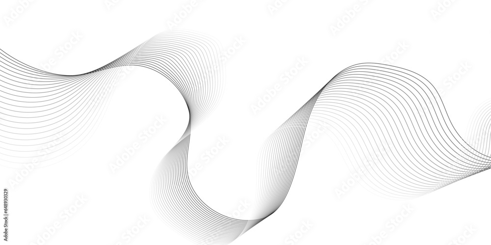 Abstract wavy white and grey curved lines on transparent background ...
