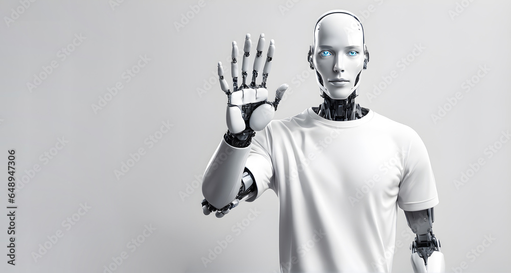 AI robot raises its hand to volunteer to do a job for you. Artificial ...