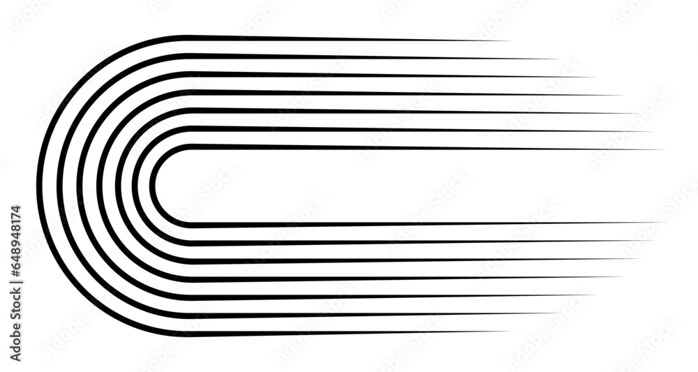 Fast sign, speed lines icon, fast motion effect element, black circle ...