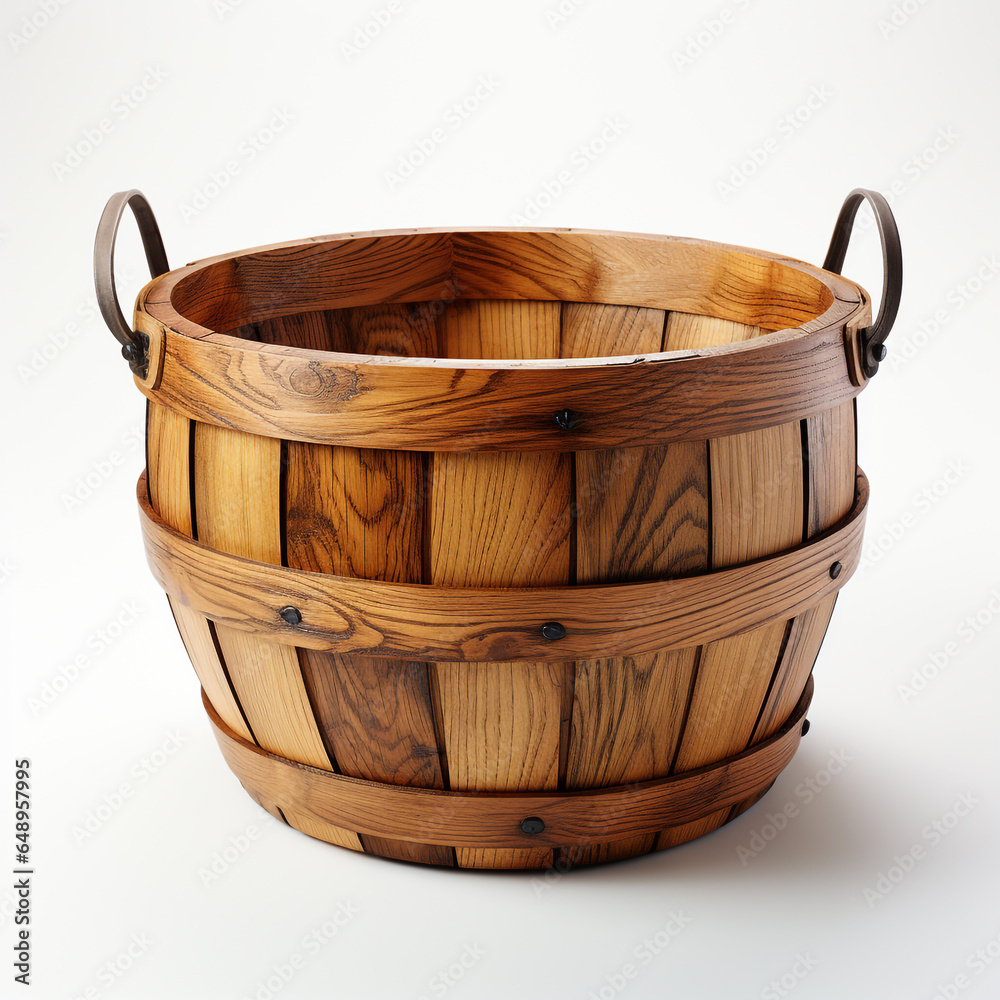 3D illustration of bushel basket isolated on white background. Made in ...