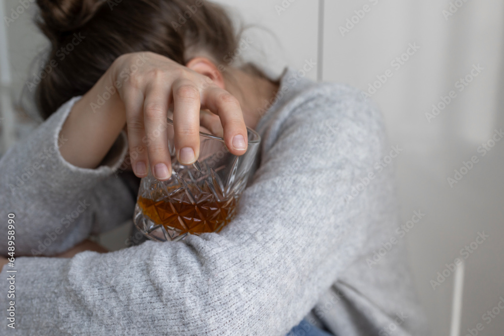 alcoholism, alcohol addiction . drunk woman or female alcoholic ...