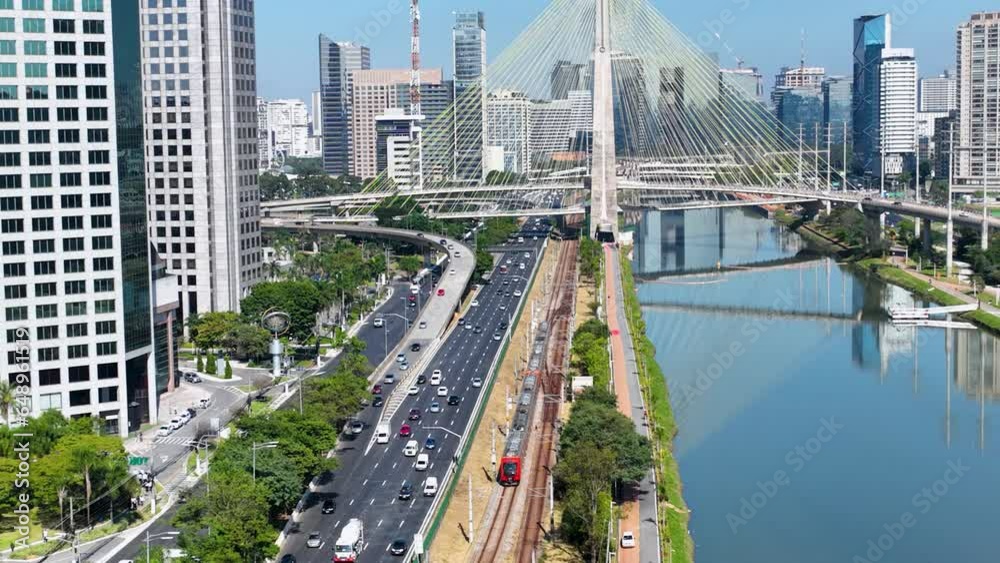 Cable Stayed Bridge At Downtown Sao Paulo Brazil. Bridge Downtown Sao ...