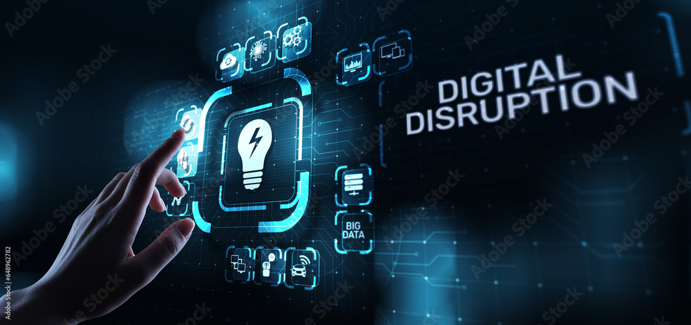 Digital Disruption. Disruptive business ideas. IOT internet of things ...