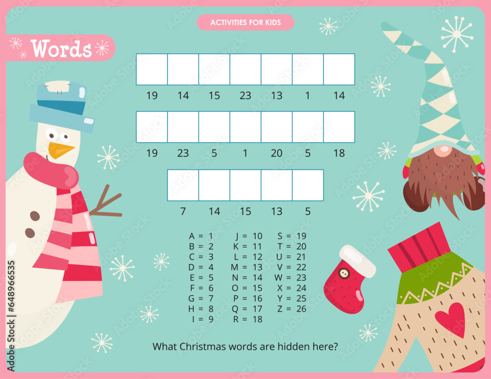 Christmas activities for kids. Find the hidden Christmas words using ...