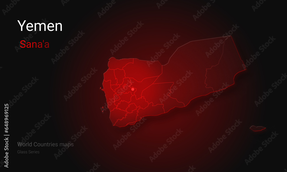 Creative map of Yemen. Political map. Sana'a. Capital of Yemen. World ...