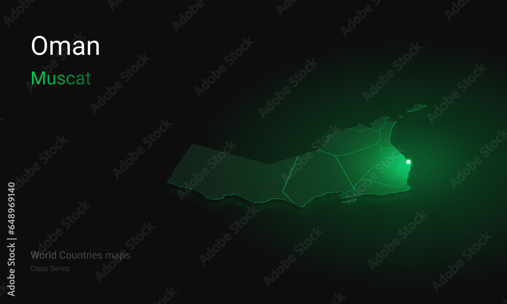 Creative map of Oman. Political map. Muscat. Capital of Qatar. World ...