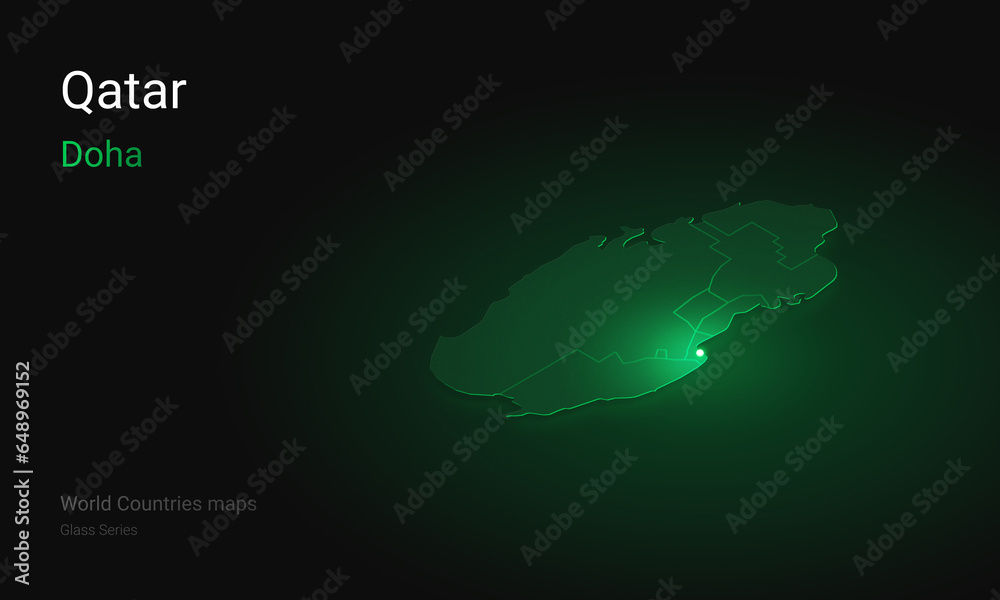 Creative map of Qatar. Political map. Doha. Capital of Qatar. World ...