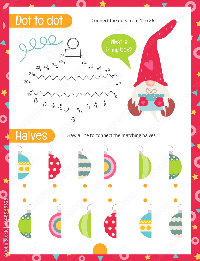 Christmas Gnomes Activity Pages for Kids. Printable Activity Sheet with ...