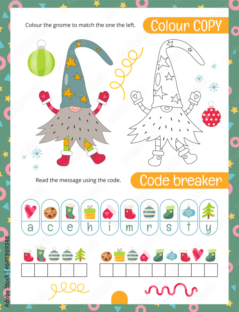 Christmas Gnomes Activity Pages for Kids. Printable Activity Sheet with ...