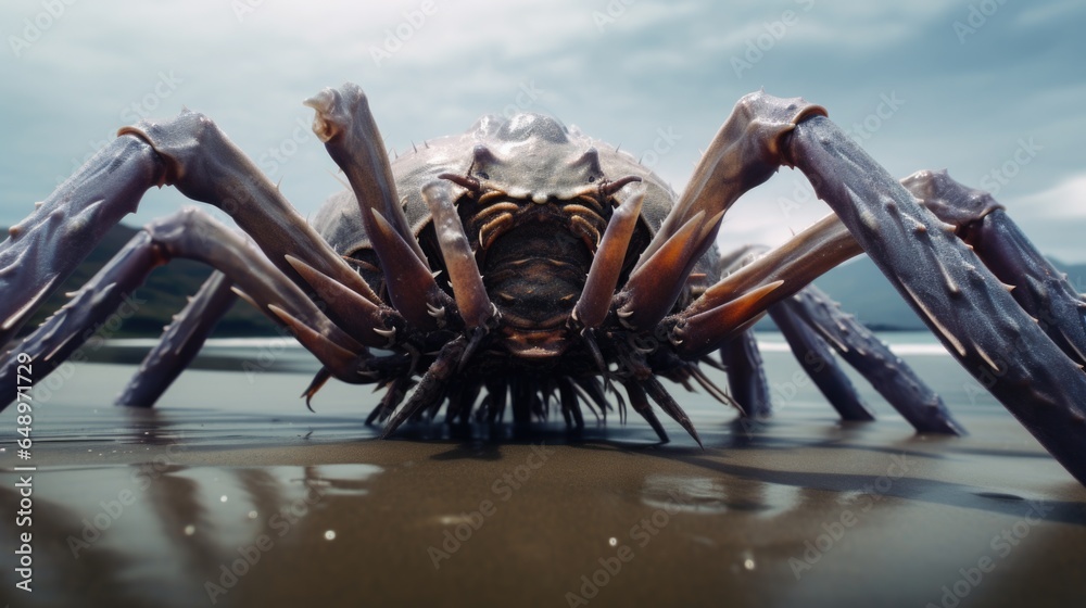 Spider crab alien like monster emerging from the ocean depths ...