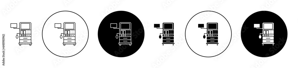 anesthesia machine icon set in black filled and outlined style ...