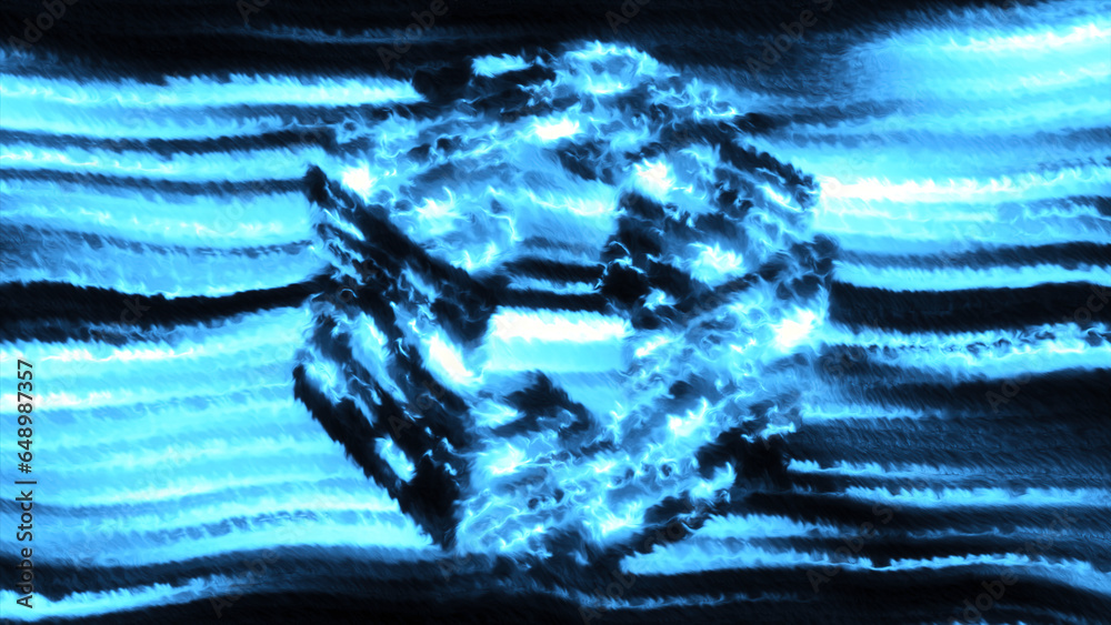 Glowing cube opening in space. Motion. Pixel animation with flickering ...