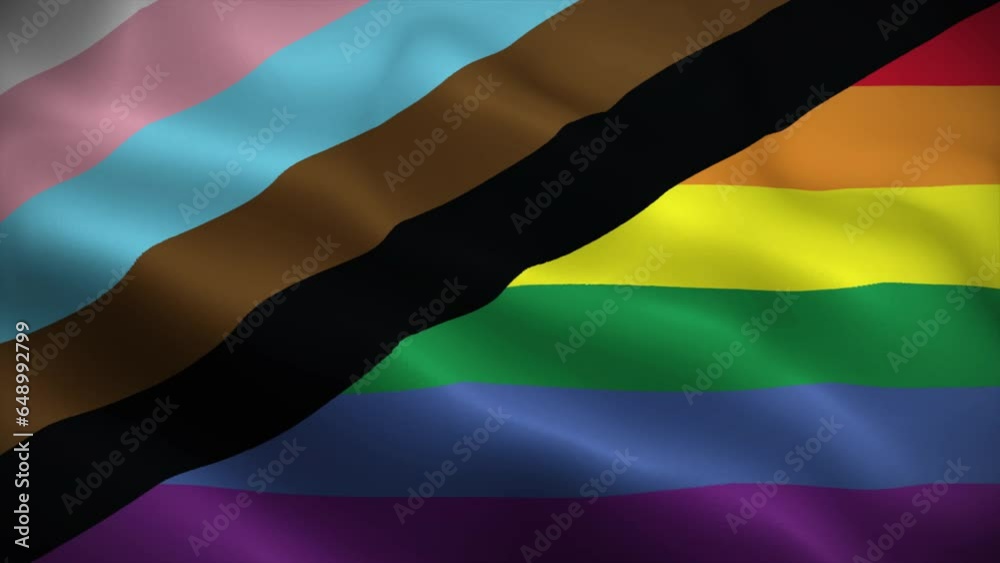 LGBT pride flag waving animation, new pride flag, perfect looping, 4K ...