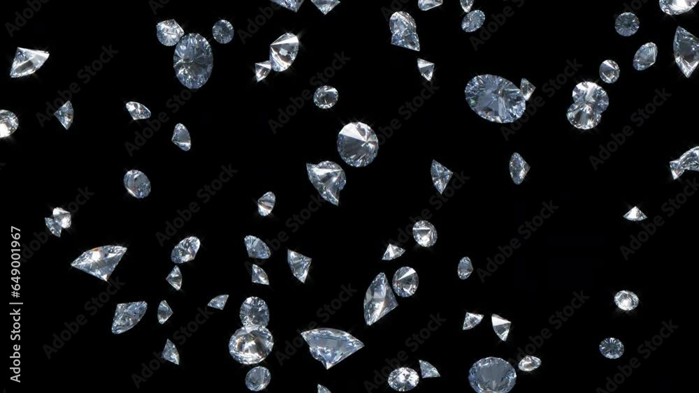 Flying sparkling diamonds on a transparent background. Seamless ...