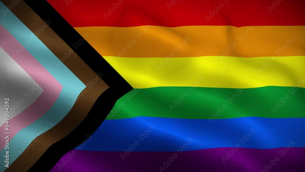 LGBT pride flag waving animation, progress pride flag, perfect looping ...