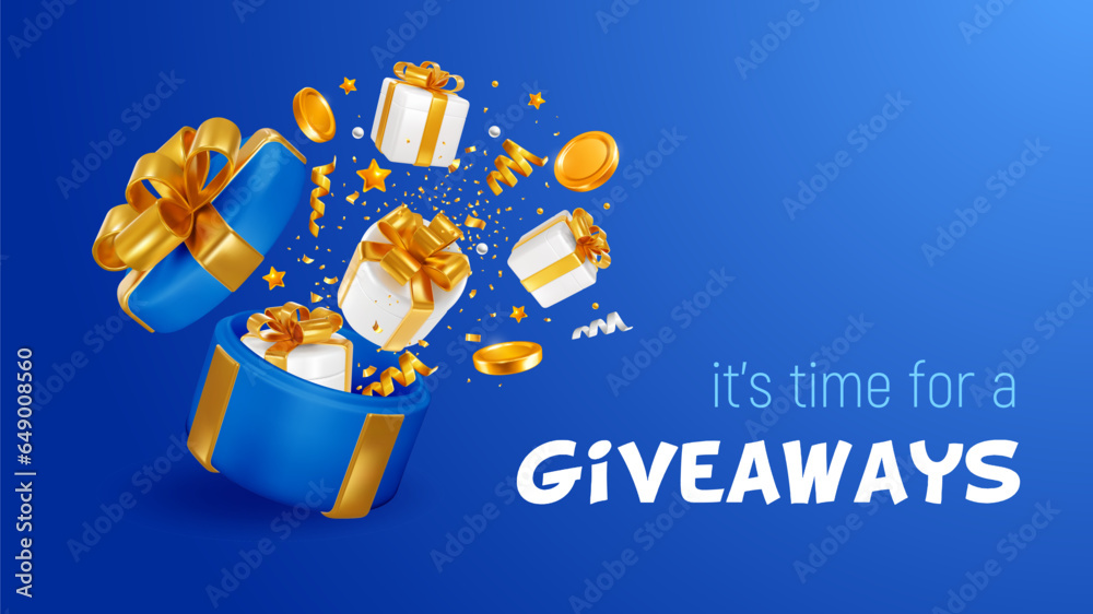 Giveaway, sale or win, conceptual advertising luxury banner template ...
