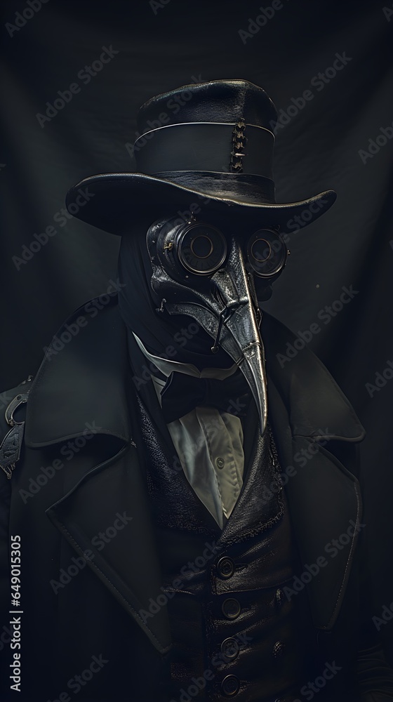 Dark and Mysterious Plague Doctor Portrait. Plague Doctor in a Black ...