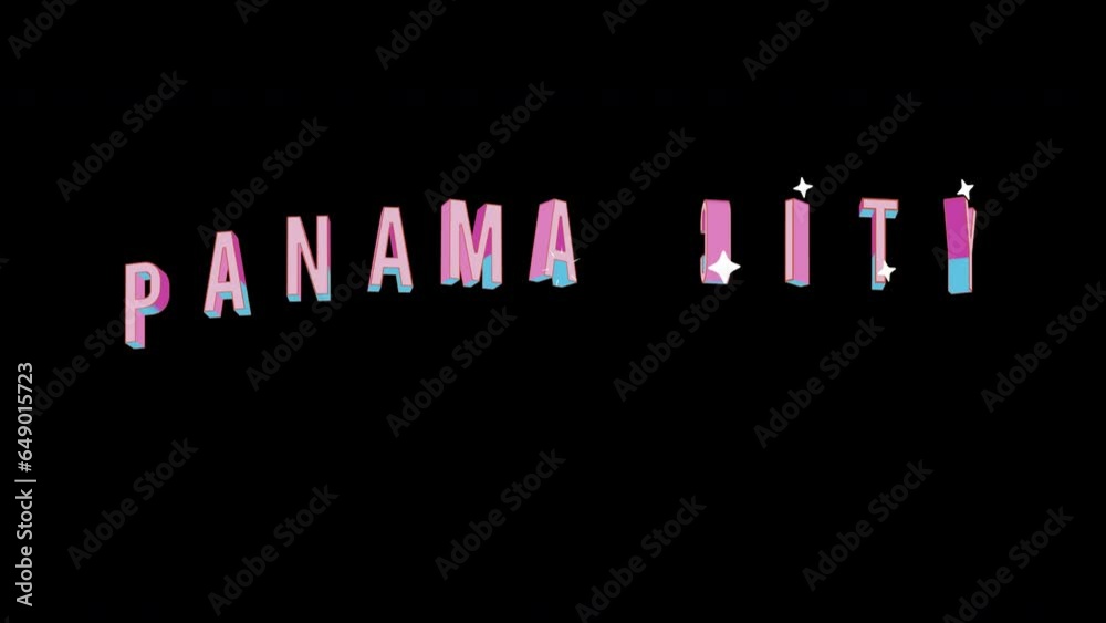 Bright letters jump merrily in the inscription PANAMA CITY capital name ...