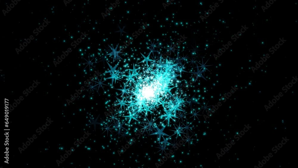 Blue stars particles exploding on transparent background. 4K video with ...