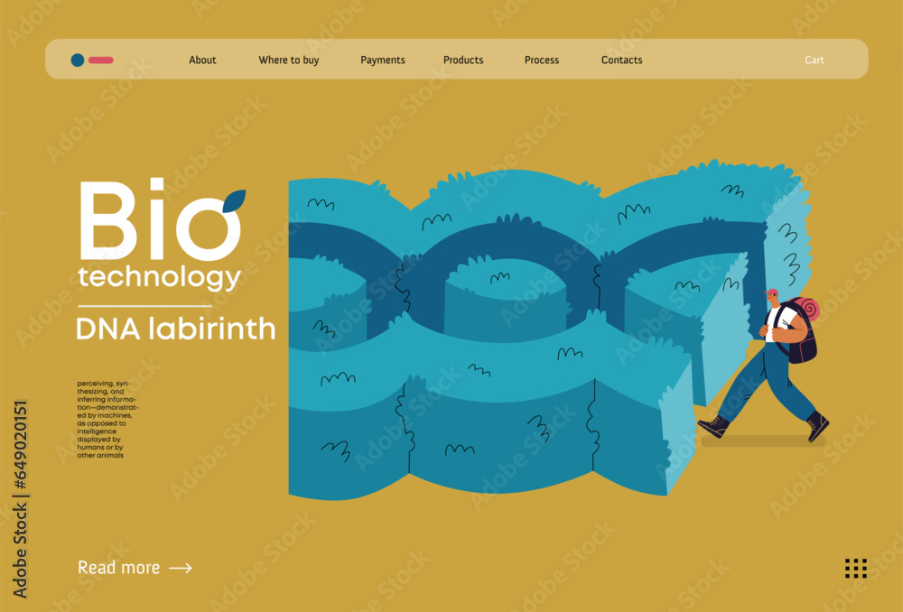 Bio Technology, DNA Labyrinth -modern flat vector concept illustration ...