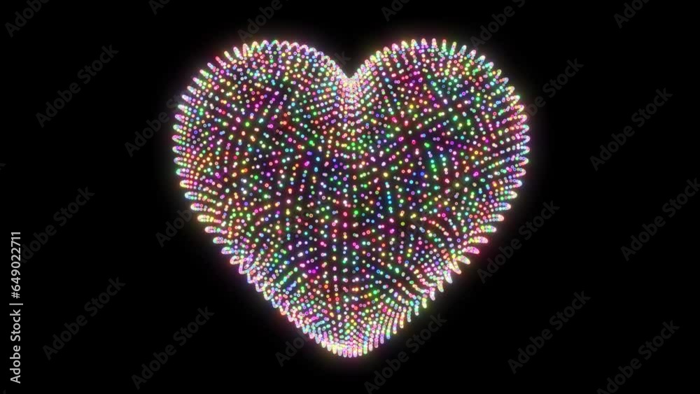 Camera Flying Through Glowing Magic Heart. Heart Made With Glowing ...