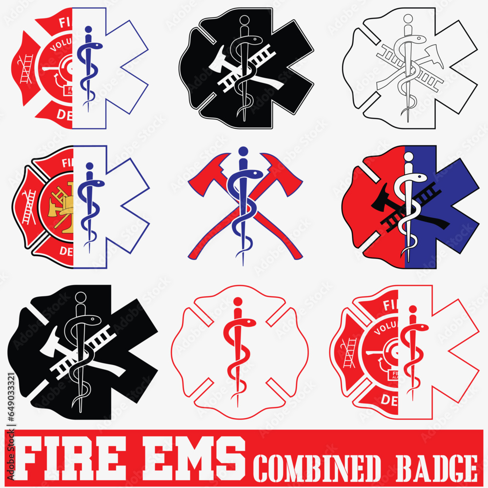 Fire EMS Badge Svg Bundle, Fire Department Logo, Paramedic Firefighter ...