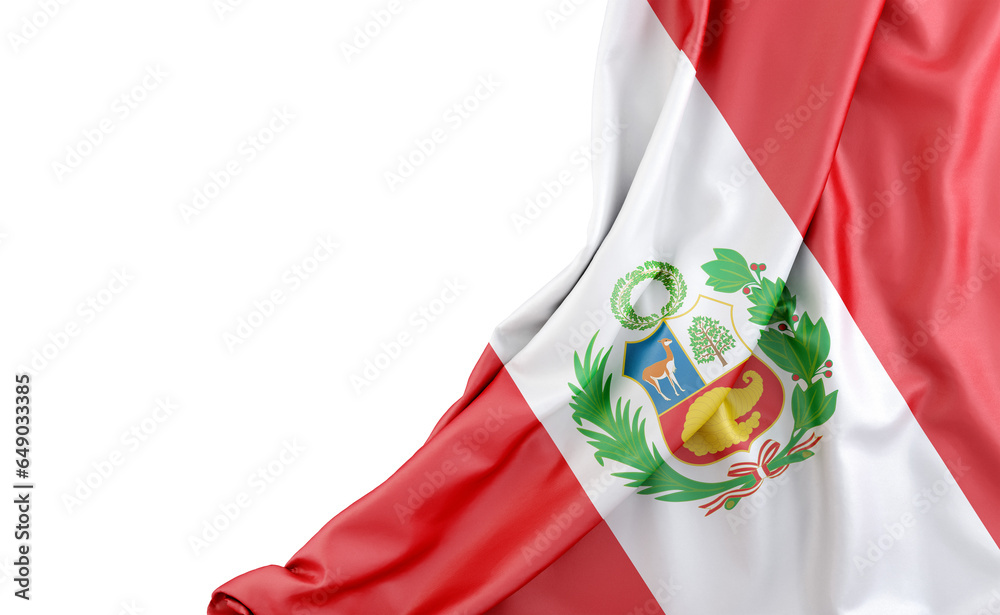 Flag of Peru with empty space on the left. Isolated. 3D Rendering Stock ...