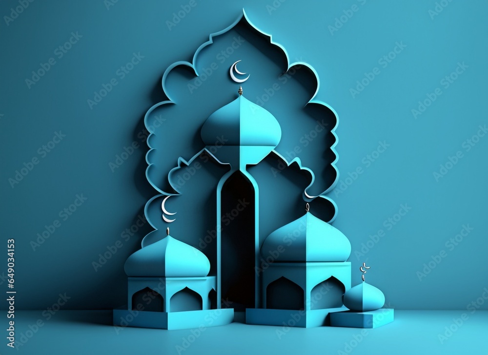Background islamic blue color, islam motif background blue color, ied ...