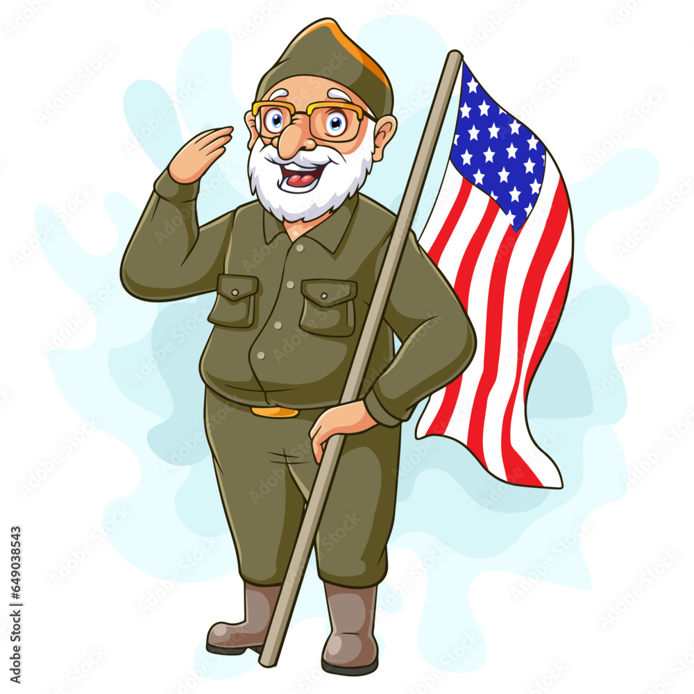 Cartoon army soldier saluting on white background Stock Vector | Adobe ...