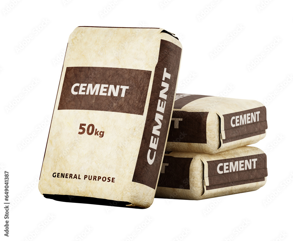 Cement bags with generic package design isolated on transparent ...