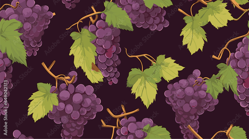 Grape pattern. Vintage style. Purple and red grapes. Illustration for ...
