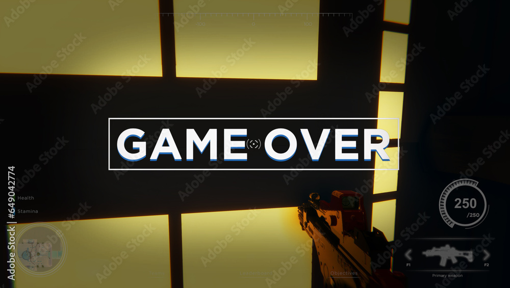 Gamer receiving game over screen, losing all health, failing to win ...
