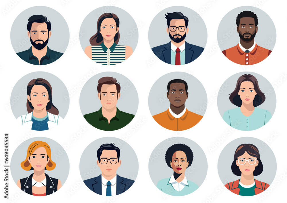 Vector people faces avatars collection - Set of illustrations with ...