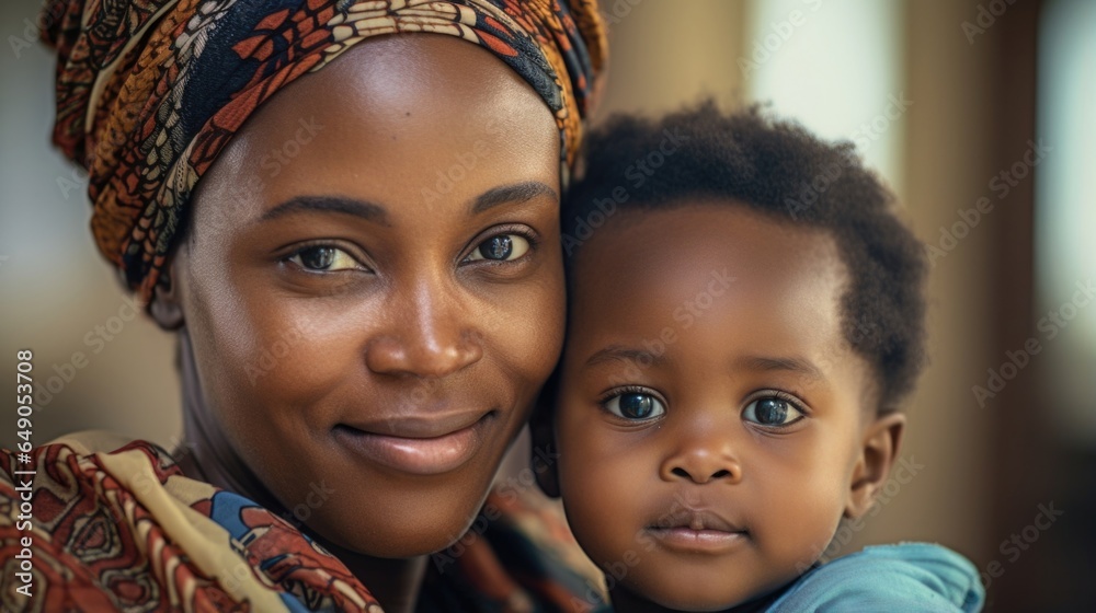 An African woman and her child are seen waiting patiently at a ...