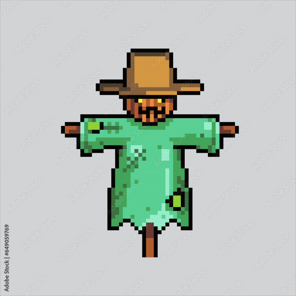 Pixel art illustration Scarecrow. Pixelated Scarecrow. Creepy Scarecrow ...