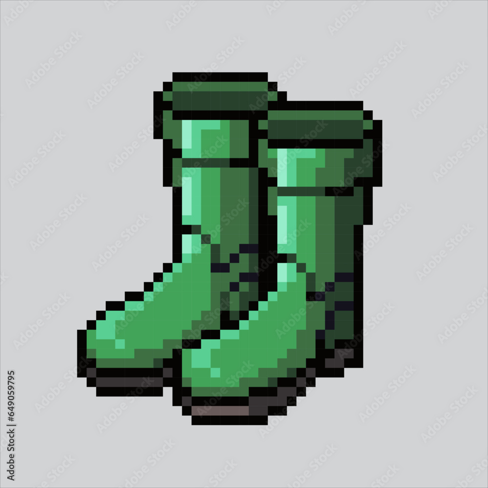 Pixel art illustration Boots. Pixelated Rubber Boots. Rubber Farmer ...