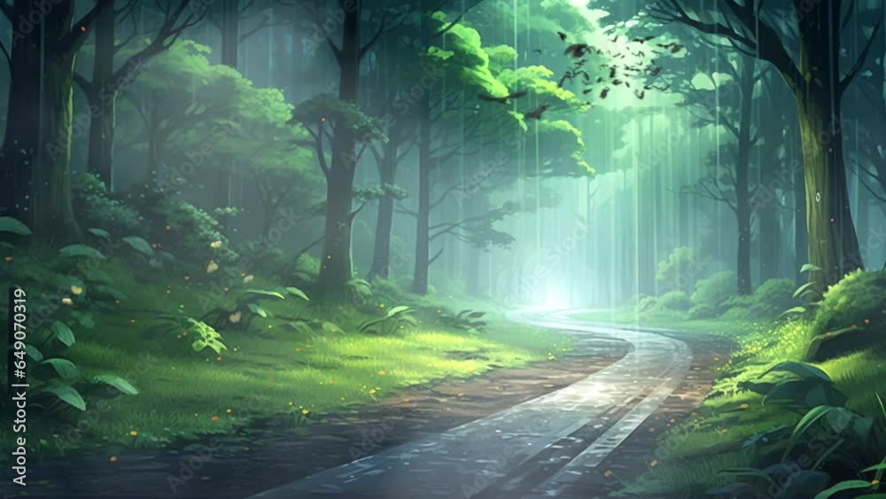 tropical forest with traditional roads, seamless looping video ...