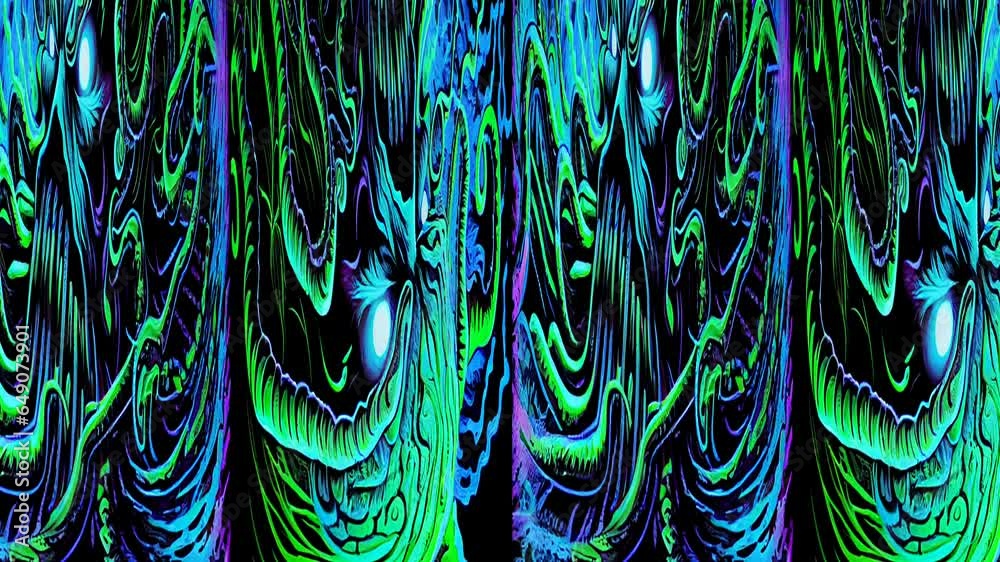 Cthulhu Trippy Blacklight Kaleidoscope VJ Seamless Animation Looping ...