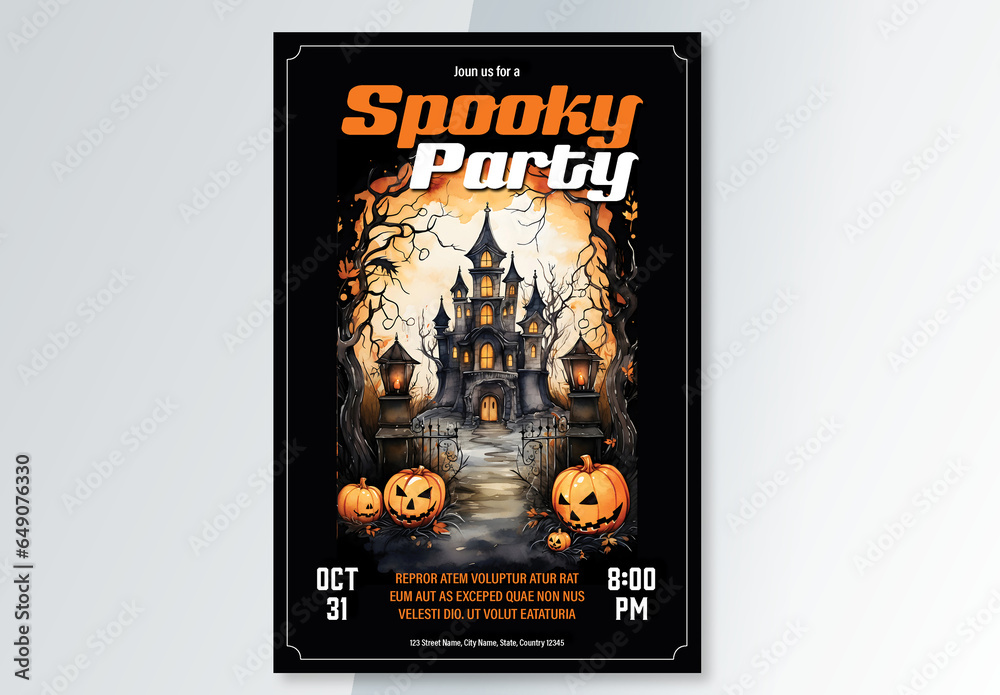 Halloween Poster with AI Generated Illustration Stock Template | Adobe ...