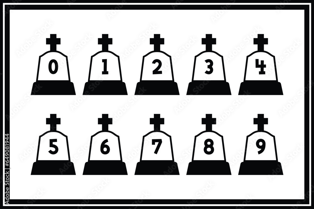 Versatile Collection of Cemetery Numbers for Various Uses Stock Vector ...
