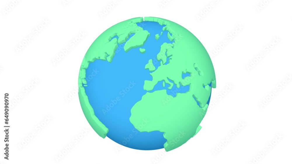 Cartoon planet Earth 3d render icon. Earth day or environment ...