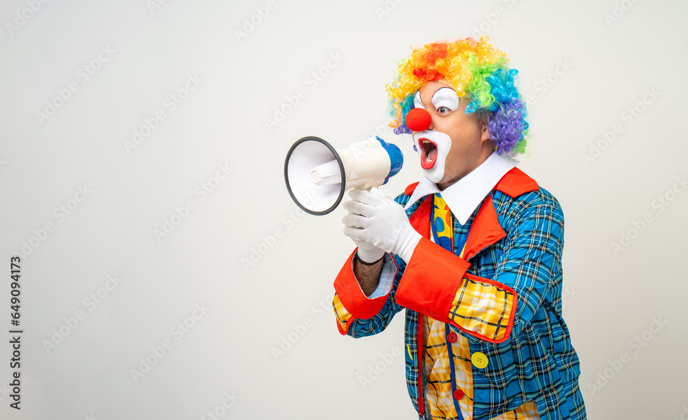 Mr Clown. Funny shocked face comedian Clown man in colorful costume ...