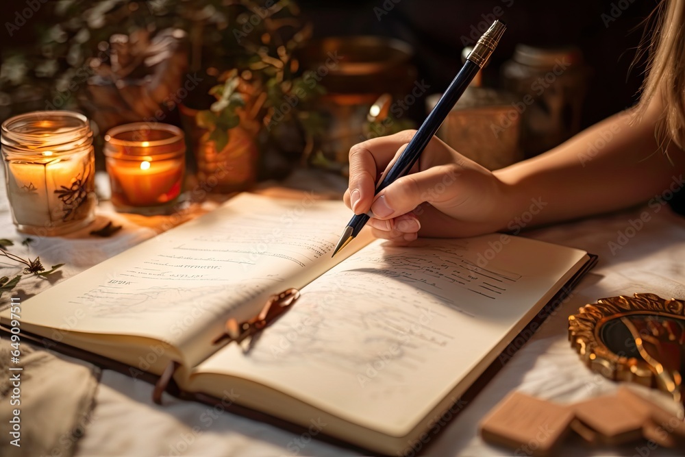 Female explorer looking at map, explorer looking at map planning a trip ...