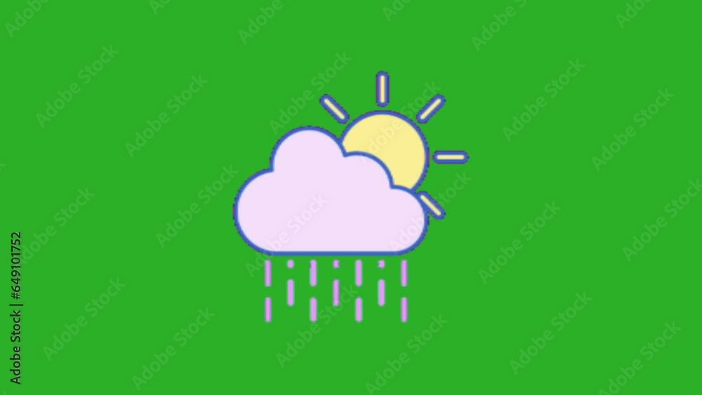 Animated footage of sunny weather. Clear weather information. Cloudy ...