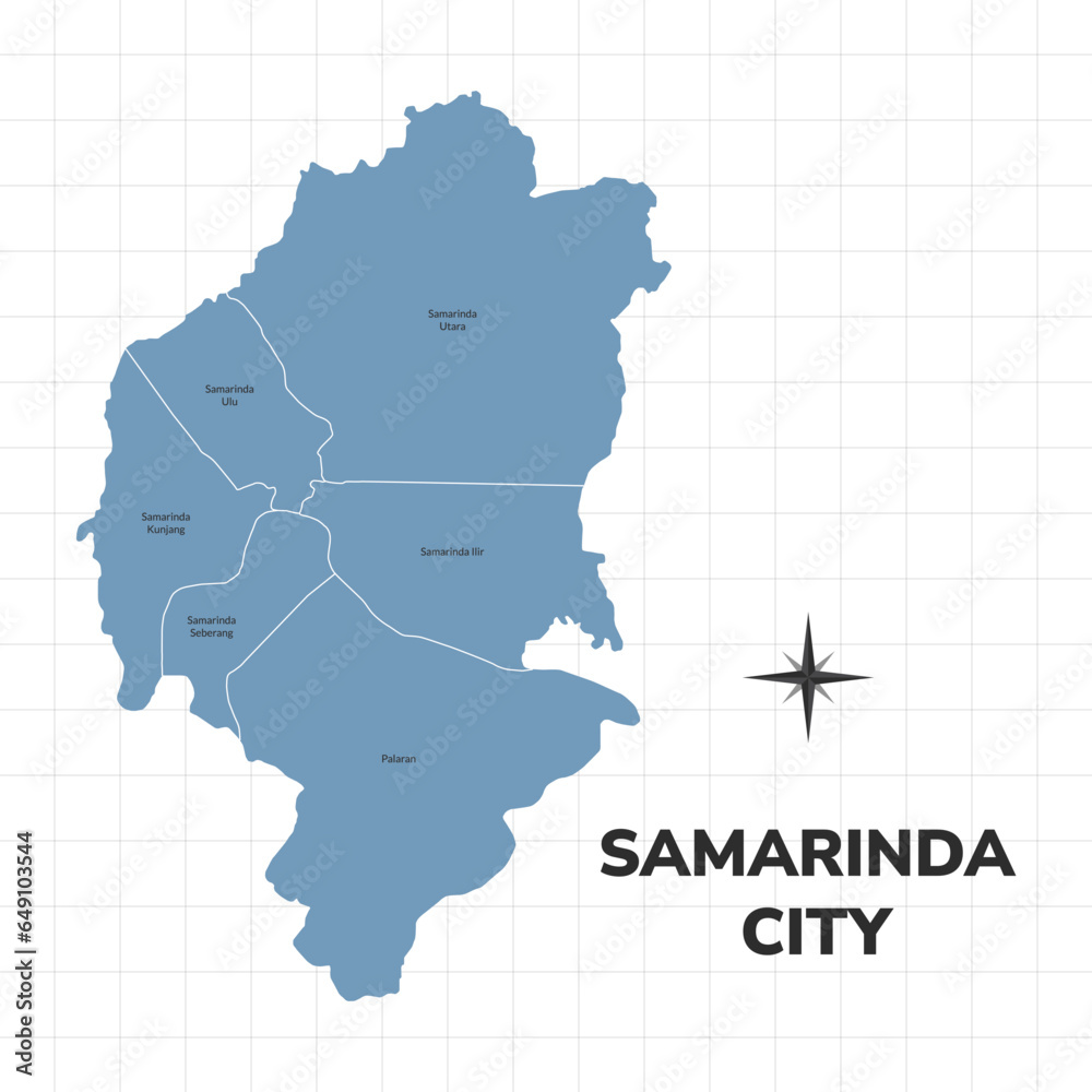 Samarinda city map illustration. Map of cities in Indonesia Stock ...