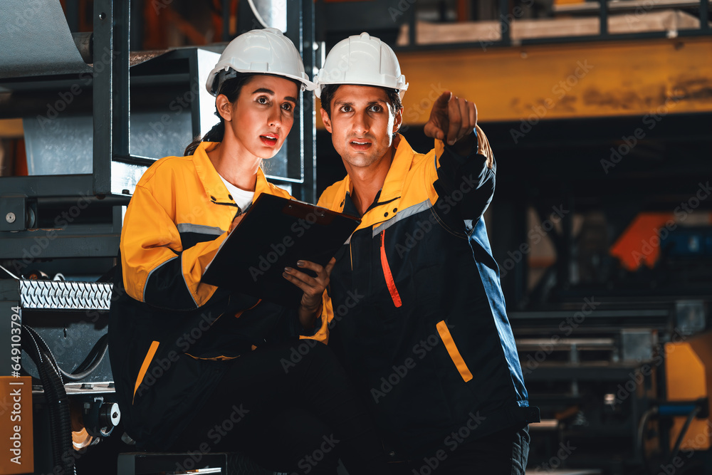 Professional quality control inspector conduct safety inspection on ...