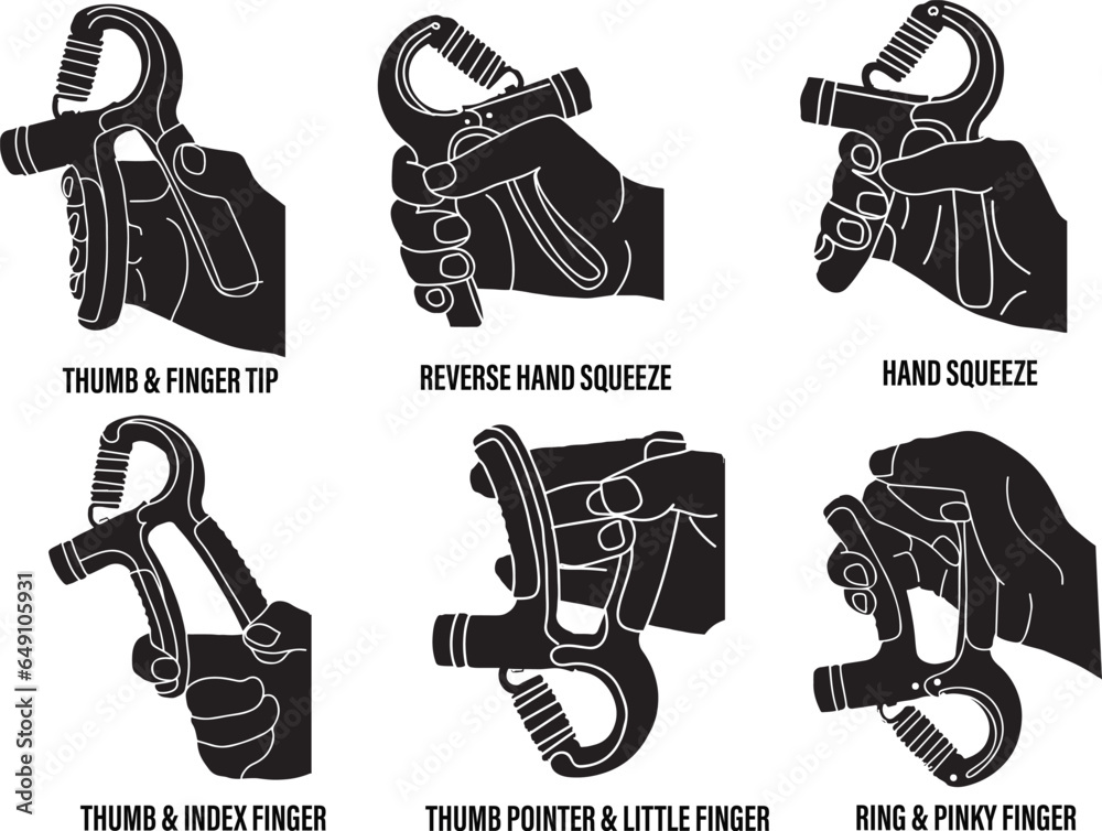 Silhouette vector illustration of thumb and finger tip exercise ...