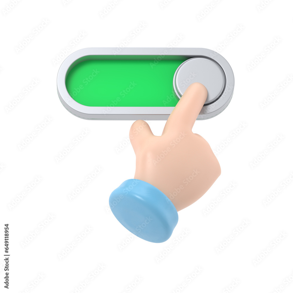 Cartoon Gesture Icon Mockup.3d render,cartoon character hand activating ...